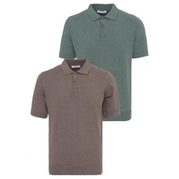 Poloshirt FELIX HARDY "Polo Shirt Kurzarm 2er-Pack", Herren, Gr. L, braun, gr&uuml;n, 100% Baumwolle, Shirts