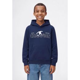 Kapuzensweatshirt Champion "Graphic Terry Hoodie", Jungen, Gr. L (152/158), nava, Obermaterial: 54% Baumwolle, 46% Polyester, Sweatshirts, mit Kapuze, f&uuml;r Kinder, bequeme Passform