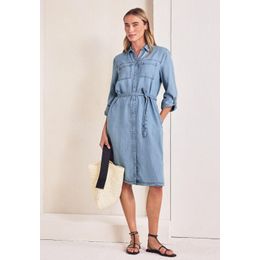 Jeanskleid Street One, Damen, Gr. 44, N-Gr, light blau soft wash, Web, Obermaterial: 100% Lyocell. Futter: 100% Baumwolle, figurumspielend knielang, Kleider, seitliche Schlitze, washed Look