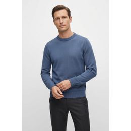 Strickpullover BOSS Orange "Avac", Herren, Gr. S, open blau495, Strick, Obermaterial: 60% Schurwolle, 40% Polyacryl, regular fit, Rundhals, Pullover Strickpullover, mit Schurwolle