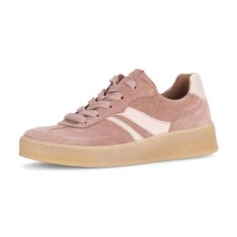 Plateausneaker Gabor "FLORENZ", Herren, Gr. 38, beige, ros&eacute;, Nappaleder, Veloursleder, kontrastfarbene Details, Schuhe Plateausneaker, Freizeitschuh, Halbschuh, Schn&uuml;rer, im Retrolook, Weite G (=weit)