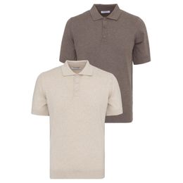 Poloshirt FELIX HARDY "Polo Shirt Kurzarm 2er-Pack", Herren, Gr. L, beige, braun, 100% Baumwolle, Shirts