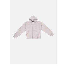 Sweatjacke DROPSIZE "Dropsize HEAVY OVERSIZE EMBO ZIPPER HOODIE", Herren, Gr. L, light grau, 70% Baumwolle, 30% Polyester, Sweatjacken Sweatjacke