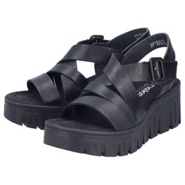 Plateausandaletten Rieker, Damen, Gr. 38, schwarz, Lederimitat, unifarben, Schuhe, Sommerschuh, Keilsandalette mit Klettverschluss