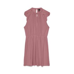 V&eacute;ro Moda Minikleid VERO MODA "VMMILLA SL SHORT LACE DRESS NOOS", Damen, Gr. L, N-Gr, nostalgia rose, Jersey, Obermaterial: 95% Polyester, 5% Elasthan, unifarben, kurz, Rundhals, Kleider Minikleid, Materialmix, Spitze