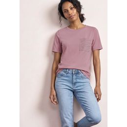 Kurzarmshirt Street One, Damen, Gr. 40, clouded blush, Jersey, Obermaterial: 100% Baumwolle, unifarben, normal h&uuml;ftbedeckend, Rundhals, abgesteppte Kante, Shirts, Sommershirt mit Rundhals und Schmucksteinen