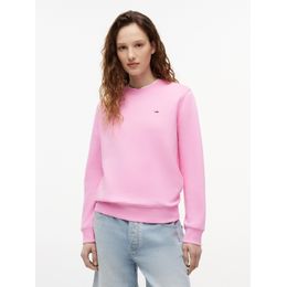 Sweatshirt Tommy Jeans "TJW REG S FLAG CREW", Damen, Gr. L (42/44), pink daisy, Sweatware, Obermaterial: 80% Baumwolle, 20% Polyester, unifarben, regular fit kurz, Rundhals, Rippb&uuml;ndchen, Sweatshirts Sweatshirt, Baumwollmischung