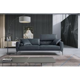 2,5-Sitzer Egoitaliano "Masu, Designsofa mit erstklassigem Sitzkomfort, Breite 218cm", grau (smoke), B:218cm H:95cm T:97cm, Leder &raquo;BULL&laquo; (echtes Rindsleder). Geschliffenes, pigmentiertes und behandeltes Rindsleder mit einer Dicke von 1, 3-1, 5 mm. Dieses Leder zeigt eine ziemlich weiche Hand mit einem halb undurchsichtigen Aussehen. Es handelt sich um ein gesch&uuml;tztes Leder. Eine leichte Deckschich