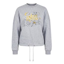 Sweater Just Rhyse "Just Rhyse Damen Just Rhyse Stars Crewneck", Damen, Gr. L, erdgrau, 65% Baumwolle, 35% Polyester, bedruckt, Rundhals, Sweatshirts Sweater