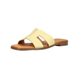 Pantolette OH MY SANDALS "Oh My Sandals Pantoletten Leder", Damen, Gr. 39, lemon, Leder, Schuhe Pantolette