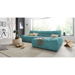 Ecksofa DOMO collection "Cesena moderne Polsterecke mit flachen Armlehnen, L-Form", blau (petrol), B:288cm H:81cm T:175cm, Sofas, Ecksofa, fester Sitzkomfort, frei im Raum stellbar