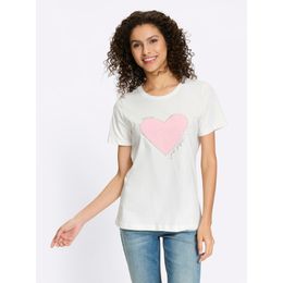 Kurzarmshirt Heine "T-Shirt", Damen, Gr. 34, hellros&eacute;, 100% Baumwolle, bedruckt, gemustert, mehrfarbig, Rundhals, Shirts