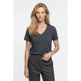 T-Shirt Calvin Klein Jeans "Archive Jersey Vnk Tee EU", Damen, Gr. S, ebony, Single Jersey, Obermaterial: 100% Baumwolle, regular fit normal, V-Ausschnitt, eingesetzt abgesteppte Kante, Shirts T-Shirt, Mit V-Ausschnitt
