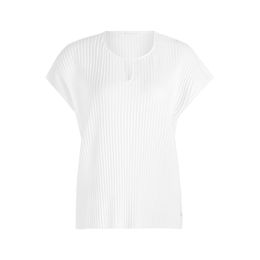 BETTY & CO Kurzarmshirt BETTY & CO "Damen mit Plissee", Damen, Gr. L, wei&szlig; (rohwei&szlig;), Obermaterial: 97% Polyester, 3% Elasthan, figurumspielend normal, Rundhals, Shirts, Plissee