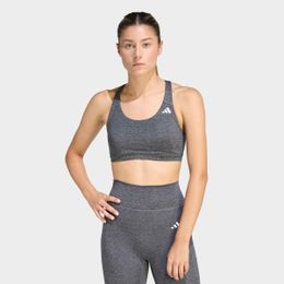 Sport-BH adidas Performance "OPTIME ESSENTIALS WORKOUT HEATHER MEDIUM SUPPORT SPORT-BH", Damen, Gr. S, N-Gr, grau four mel, Obermaterial: 85% Polyester, 15% Elasthan, BHs Sport-BH