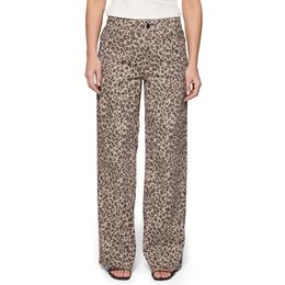Mom-Jeans Zero "Damen mit weitem Bein", Damen, Gr. 34, Normalgr&ouml;&szlig;en, beige, braun, Obermaterial: 26% Polyester, 3% Elasthan, 71% Baumwolle, bedruckt, figurbetont, Jeans