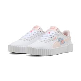 Sneaker Puma "CARINA 3.0 FLORAL JR", Jungen, Gr. 35,5, Puma wei&szlig;, jasmine flower, seafoam, Synthetik, unifarben, Schuhe Sneaker, f&uuml;r Jugendliche, sportlicher Stil, mit profiliertem Laufsohlenprofil