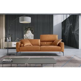 2,5-Sitzer Egoitaliano "Masu, Designsofa mit erstklassigem Sitzkomfort, Breite 218cm", rot (brick), B:218cm H:95cm T:97cm, Leder &raquo;BULL&laquo; (echtes Rindsleder). Geschliffenes, pigmentiertes und behandeltes Rindsleder mit einer Dicke von 1, 3-1, 5 mm. Dieses Leder zeigt eine ziemlich weiche Hand mit einem halb undurchsichtigen Aussehen. Es handelt sich um ein gesch&uuml;tztes Leder. Eine leichte Deckschicht