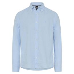 Leinenhemd BOSS "LIAM", Herren, Gr. L, N-Gr, light, pastel blau450, Web, Obermaterial: 100% Leinen, gestreift, regular fit normal, 1-Knopf-Manschette, Hemden, 100% Leinen mit Button-Down-Kragen, regular fit