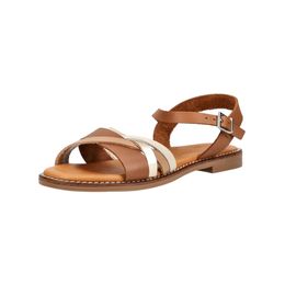 Riemchensandale OH MY SANDALS "Oh My Sandals Sandalen Leder", Damen, Gr. 38, braun (braun, wei&szlig;), Leder, Schuhe Riemchensandale