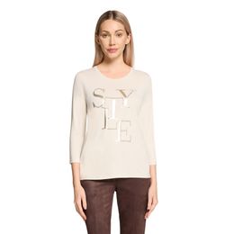3/4-Arm-Shirt Betty Barclay "Damen mit Placement", Herren, Gr. 42, beige, Jersey, Obermaterial: 95% Viskose, 5% Elasthan, Basic, tailliert normal, Rundhals, Shirts 3/4-Arm-Shirt