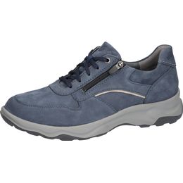 Waldl&auml;ufer Sneaker WALDL&Auml;UFER "H-MAX", Herren, Gr. 10,5 (45), blau (jeansblau), Nubukleder, unifarben mit Farbeinsatz, Schuhe Sneaker, Schn&uuml;rschuh, Bequemschuh, Halbschuh in Komfortweite H (= sehr weit)