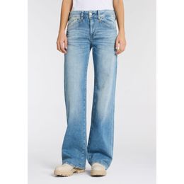 Straight-Jeans Herrlicher "Prime New Denim Stretch", Damen, Gr. 30, L&auml;nge 32, blasted, Denim/Jeans, Obermaterial: 98% Baumwolle, 2% Elasthan, straight fit lang, Jeans Straight-Jeans, mit Spitzbund hinten