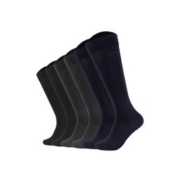 JOOP! Kniestr&uuml;mpfe JOOP "Socken Unisex premium essential cotton Knee High 6p 6er Pack", Damen, Gr. 39-42, schwarz, dunkelblau, anthrazit meliert, Obermaterial: 68% Baumwolle CO(Bio). 30% Polyamid PA. 2% Elasthan EL., Socken Kniestr&uuml;mpfe