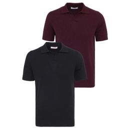 Poloshirt FELIX HARDY "Polo Shirt Kurzarm 2er-Pack", Herren, Gr. L, schwarz, bordeaux, 100% Baumwolle, Shirts