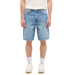 Straight-Jeans Mustang "Herren Style Jeff Shorts", Herren, Gr. 32, 582 mittelbalu, Denim/Jeans, 100% Baumwolle, unifarben, straight fit, Jeans Straight-Jeans