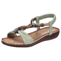 Sandale Rieker, Damen, Gr. 36, schilf, Lederimitat, Schuhe Sandale, Sommerschuh, Urlaubsschuh, Fersenriemchen mit Gummizug