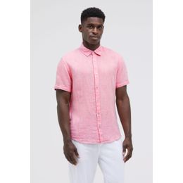 Kurzarmhemd CMPD, Herren, Gr. 4XL, Normalgr&ouml;&szlig;en, pink, Web, Material: 100% Leinen, bestickt, figurbetont normal, angesetztes B&uuml;ndchen, Hemden, aus Leinen