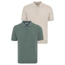 Poloshirt FELIX HARDY "Polo Shirt Kurzarm 2er-Pack", Herren, Gr. L, beige, gr&uuml;n, 100% Baumwolle, Shirts