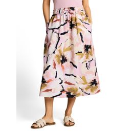 Webrock Tom Tailor, Damen, Gr. 36, big abstract flower print, Web, Obermaterial: 70% Lyocell, 30% Baumwolle, gebl&uuml;mt, bequem 3/4-L&auml;nge, R&ouml;cke, mit Gummizug und Bindeband