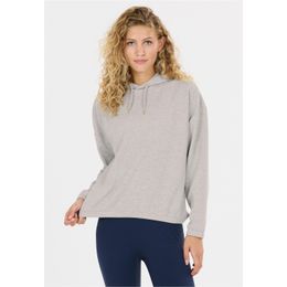 ENDURANCE ATHLECIA Kapuzensweatshirt ATHLECIA "NAMIER W", Damen, Gr. 34, hellgrau, meliert, 51% Polyester, 44% Modal, 5% Elasthan, unifarben, kurz, ohne Ausschnitt, Sweatshirts, mit hohem Modal-Anteil