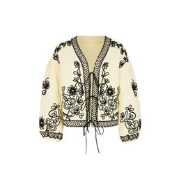 Bolerojacke RAFFYA "Felicity Palm Print Reversible Jacket Damen", Damen, Gr. 36, schwarz, 100% Baumwolle, normal normal, Jacken