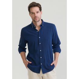 Langarmhemd FELIX HARDY "Basic Hemd", Herren, Gr. L, Normalgr&ouml;&szlig;en, navy, 65% Baumwolle, 35% Leinen, Hemden