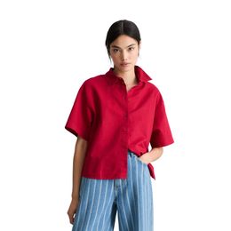 Marc O'Polo Kurzarmbluse MARC O'POLO DENIM "aus Leinen-Baumwolle-Mix", Damen, Gr. XL, vivid cherry, Obermaterial: 56% Leinen, 44% Baumwolle, unifarben, relaxed fit, normaler Saum, Blusen