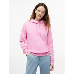Kapuzensweatshirt Tommy Jeans "TJW REG S FLAG HOODIE", Damen, Gr. L (42/44), pink daisy, Sweatware, Obermaterial: 80% Baumwolle, 20% Polyester, unifarben, regular fit kurz, Rundhals, Rippb&uuml;ndchen, Sweatshirts, Baumwollmischung