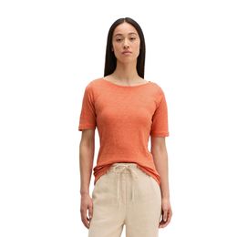 Marc O'Polo T-Shirt MARC O'POLO "mit U-Boot-Ausschnitt", Damen, Gr. L, warm orange, Obermaterial: 100% Baumwolle, unifarben, Basic, regular fit, U-Boot-Ausschnitt, Shirts T-Shirt