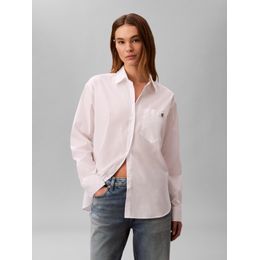 Hemdbluse Calvin Klein Jeans "COTTON POPLIN RELAXED SHIRT", Damen, Gr. S, brilliant wei&szlig;, Web, Obermaterial: 100% Baumwolle, unifarben, regular fit h&uuml;ftlang, Rundhals, eingesetzt Manschette, Blusen Hemdbluse, Regular fit mit Brusttasche