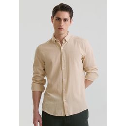 Langarmhemd FELIX HARDY "Basic Hemd", Herren, Gr. L, Normalgr&ouml;&szlig;en, beige, 65% Baumwolle, 35% Leinen, Hemden