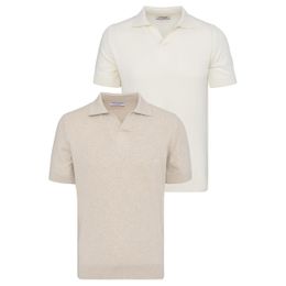 Poloshirt FELIX HARDY "Polo Shirt Kurzarm 2er-Pack", Herren, Gr. L, beige, ecru, 100% Baumwolle, Shirts