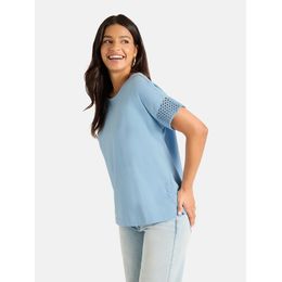 LIEBLINGSST&Uuml;CK T-Shirt LIEBLINGSST&Uuml;CK "CarinaL", Damen, Gr. L, 424, blau bell, 95% Baumwolle, 5% Elasthane, loose fit, Rundhals, Shirts T-Shirt, 95% Baumwolle, 5% Elasthane