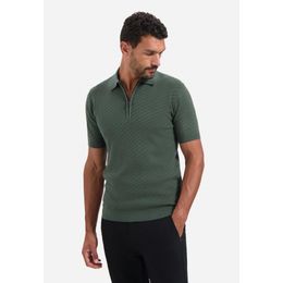 T-Shirt NO EXCESS "NO EXCESS Half-Zip-Strickpolo", Damen, Gr. L, dunkelgr&uuml;n, 85% Baumwolle, 15% Polyester, Shirts T-Shirt