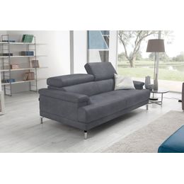 2,5-Sitzer Egoitaliano "Soul, Design und Sitzkomfort auf hohem Niveau, tolle Details", grau (charcoal), B:200cm H:76cm T:106cm, Sofas, inkl. Kopfteilverstellung f&uuml;r noch mehr Komfort, Designfu&szlig;