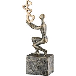 Skulptur Gilde "Skulptur Person Flying Hearts", bronzefarben, B:10cm H:24cm T:7cm, Kunstharz, Dekofiguren