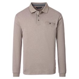 Langarm-Poloshirt Casamoda "Casamoda Polo-Shirt Langarm uni", Herren, Gr. 6XL, beige, 62% Baumwolle, 38% Polyester, Shirts