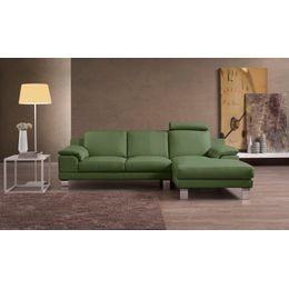 Ecksofa Egoitaliano "Shakira, Design & Sitzkomfort auf hohem Niveau, Breite 236cm, L-Form", gr&uuml;n (sprite), B:236cm H:84cm T:152cm, Leder CAREZZA (echtes Rindsleder) ist ein Naturleder, dass die urspr&uuml;nglichen Eigenschaften der Haut nicht ver&auml;ndert. Das Vorhandensein von verheilten Narben, K&ouml;rnungsunterschiede, Falten, Adern, Unterschiede in den Farbt&ouml;nen und andere Spuren, die die Natur auf diesen