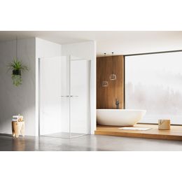 Eckdusche Welltime "Firenze", chromfarben, B:80cm H:190cm T:80cm, Duschkabinen, Rahmenloses Design mit extravaganten Griffen